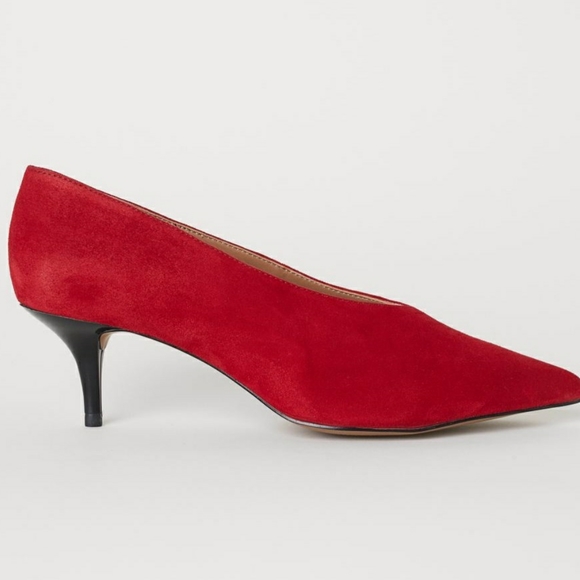 H&M | Shoes | Hm Red Suede Pumps | Poshmark